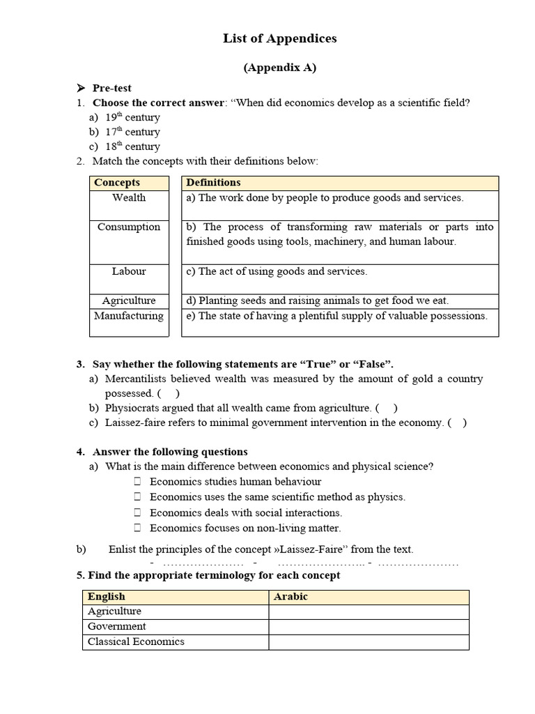 LIST OF APPENDICES | PDF | Economics | Wealth