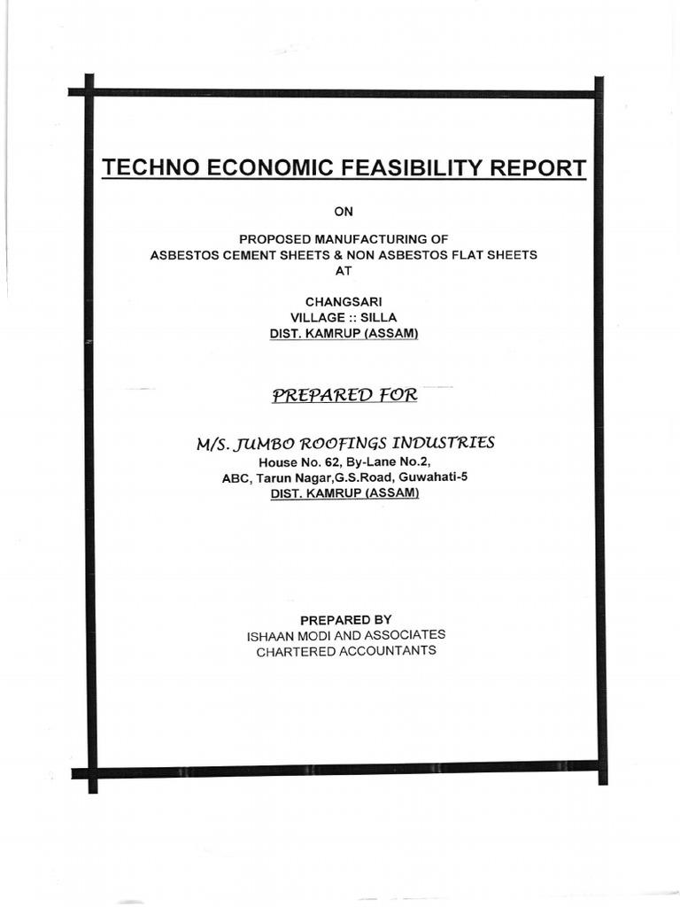 Project Report Techno Economic Feasibilty | PDF | Asbestos | Depreciation