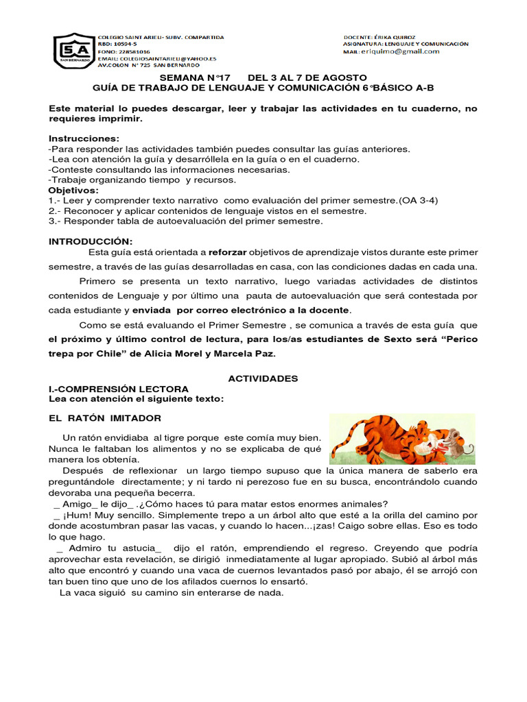 Semana N°17 Lenguaje 6°básico Érika Quiroz | PDF | Palabra | Adverbio