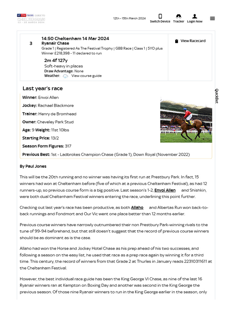 14 - 50 - Ryanair Chase (Registered As The Festival Trophy) (Grade 1 ...