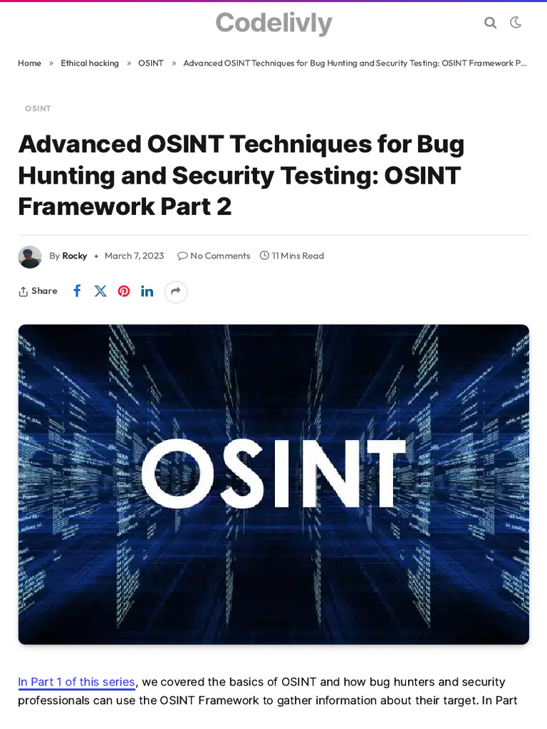 Advanced OSINT Techniques Guide | PDF | Security | Computer Security