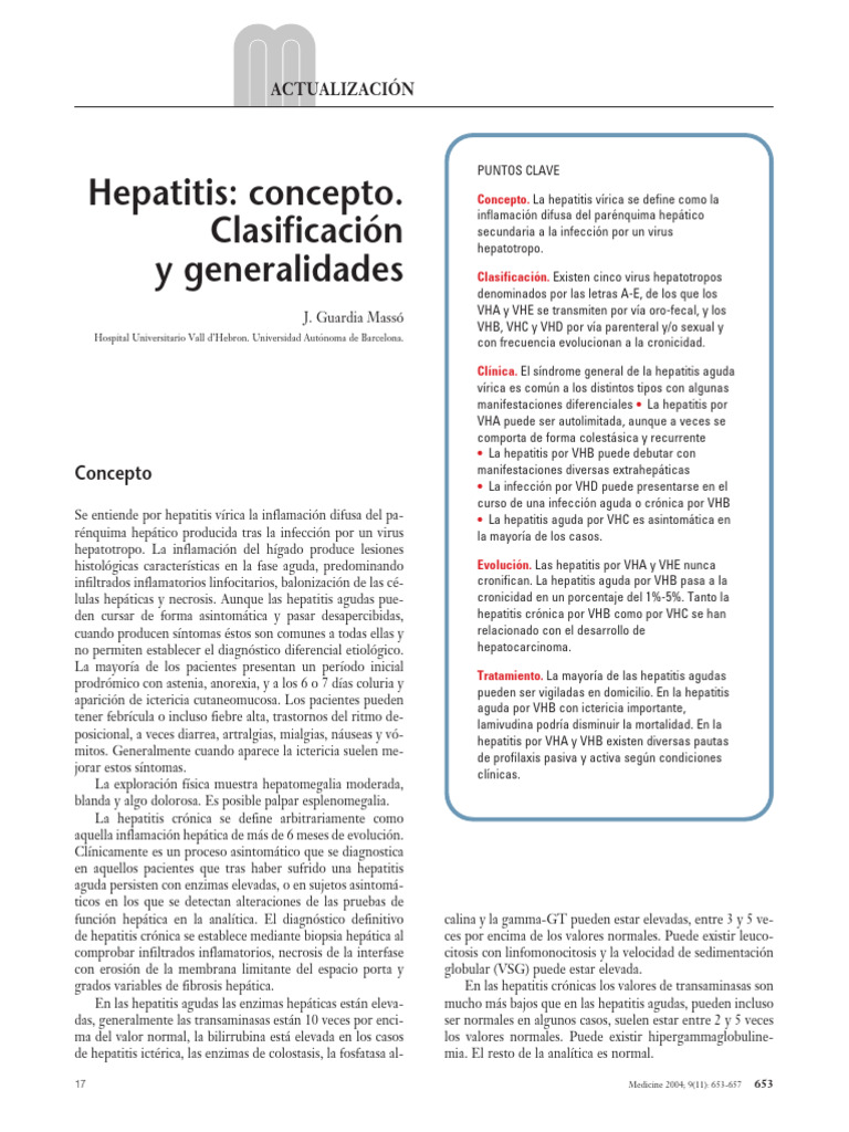 Hepatitis Vírica: Conceptos y Clasificación | PDF | Hepatitis | Hepatitis B