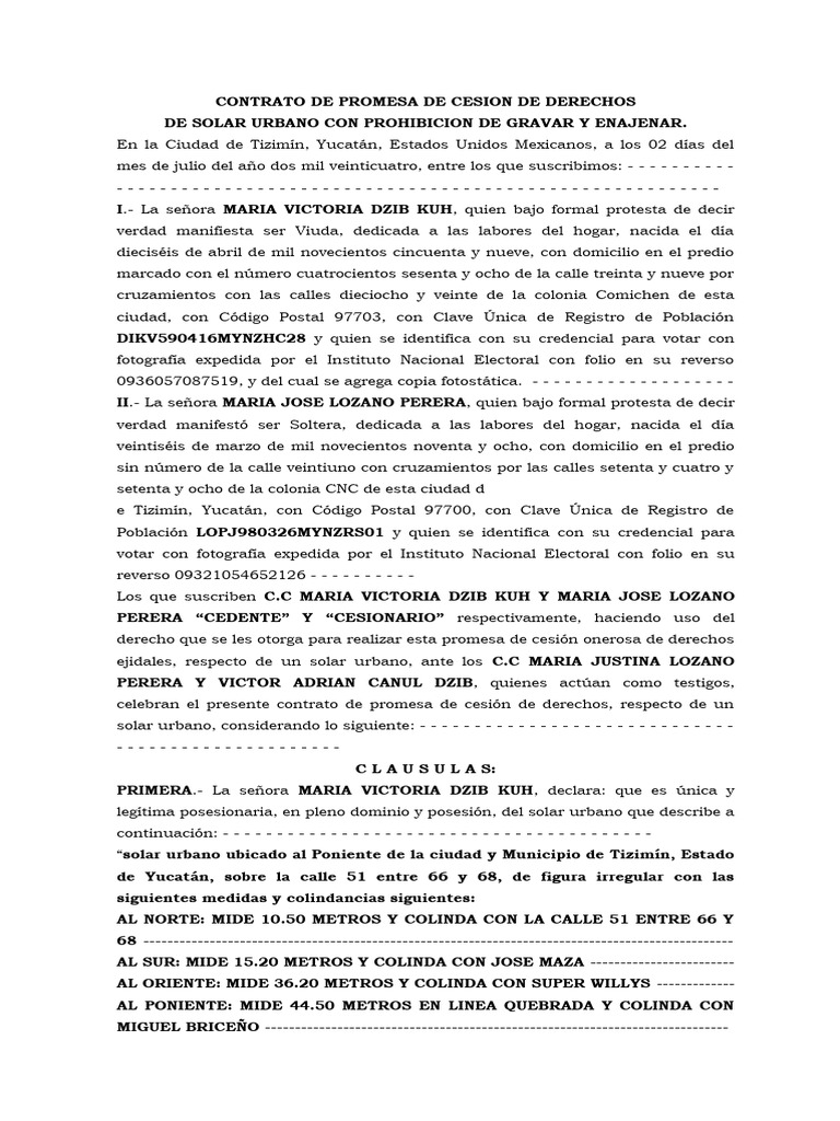 Promesa Cesion Derechos | PDF | Derecho