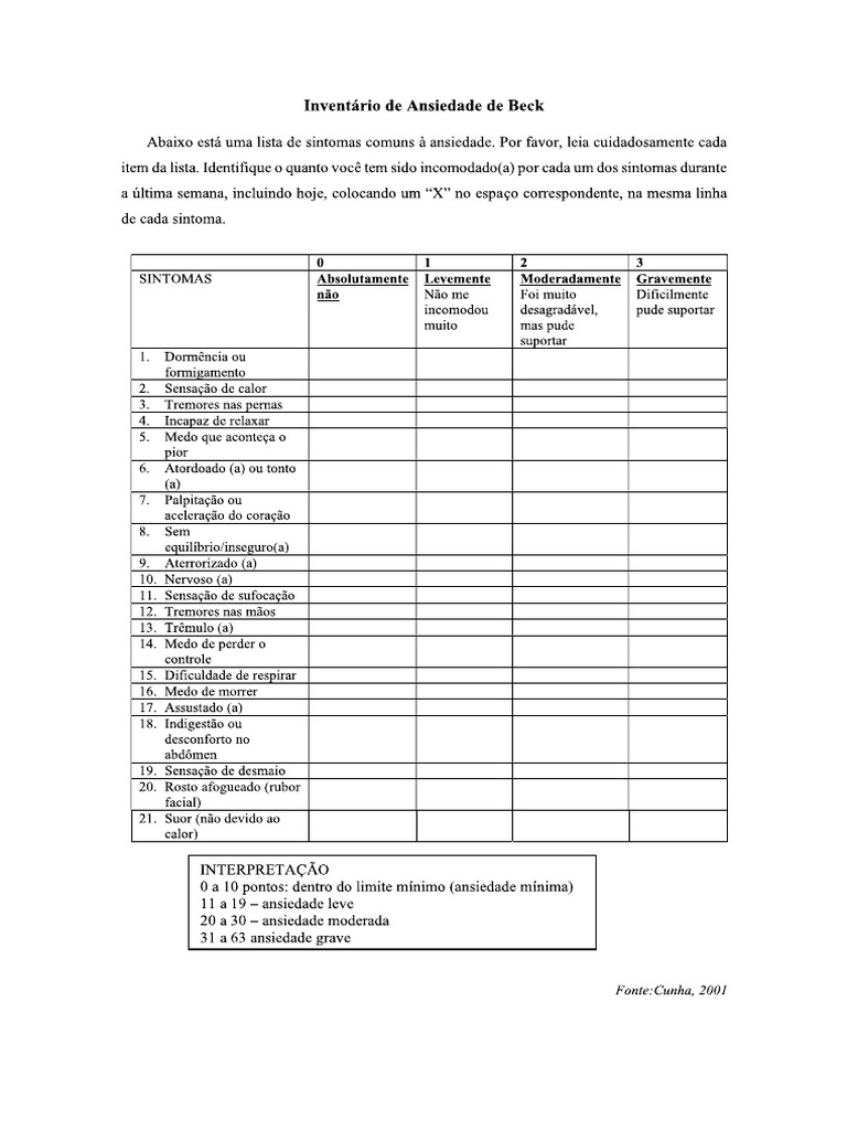 Ansiedade Beck | PDF