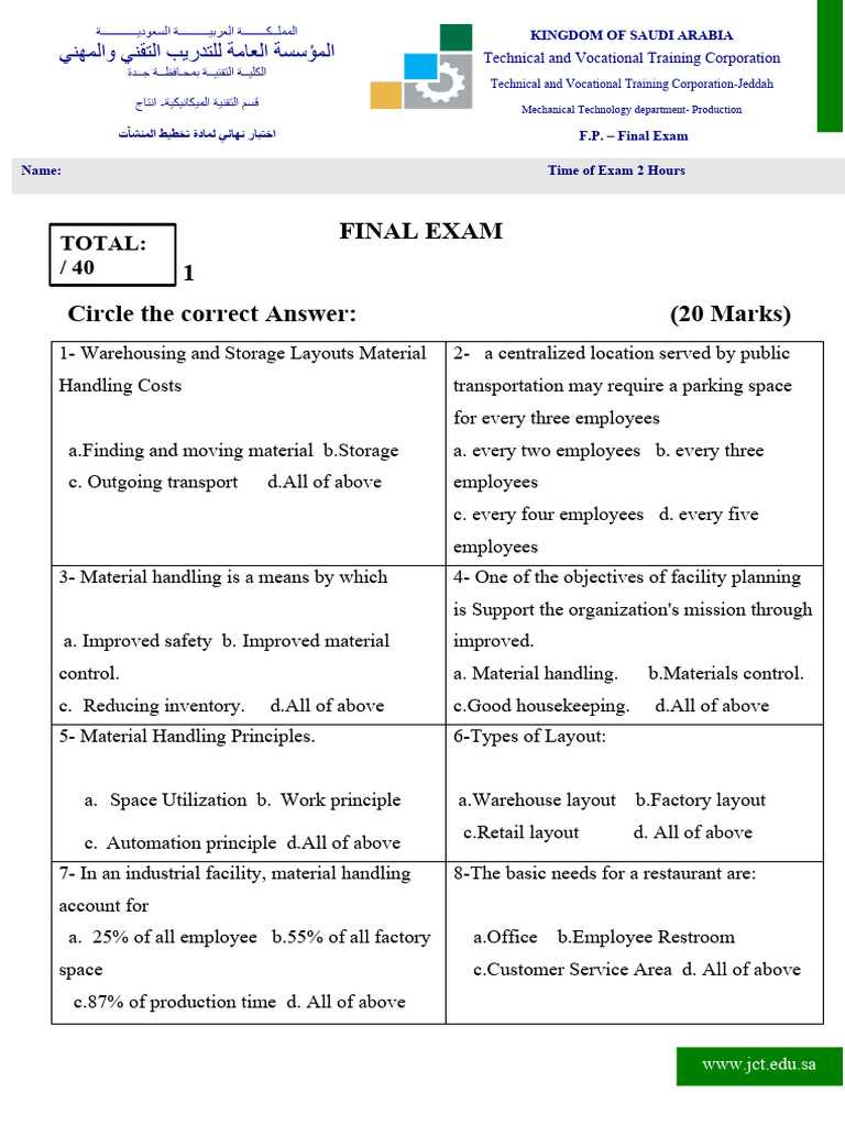 FINALexam OF F.P. | PDF | Warehouse | Economies