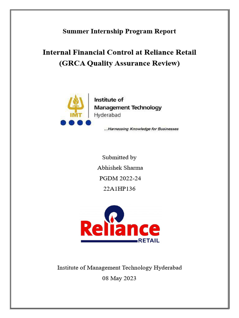 Abhishek Sharma - Internship Interim Report - 22A1HP136 | PDF | Retail | Economies