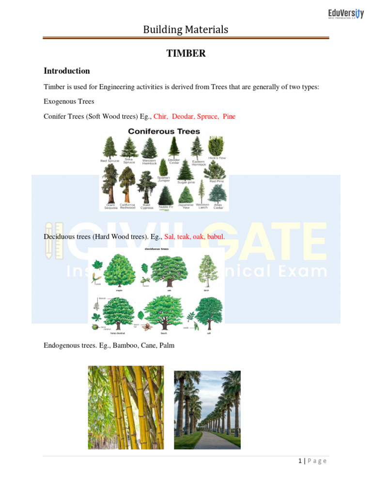 Timber Study Material | PDF | Wood | Trees