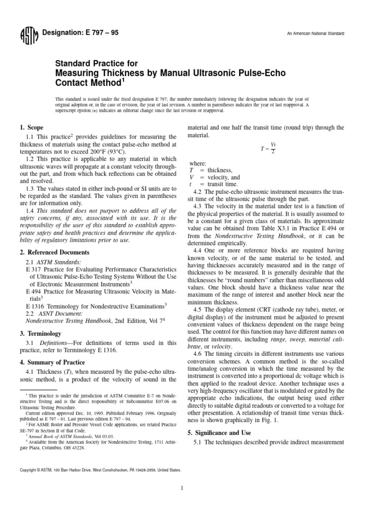 Astm e 797-95 | PDF | Calibration | Nondestructive Testing