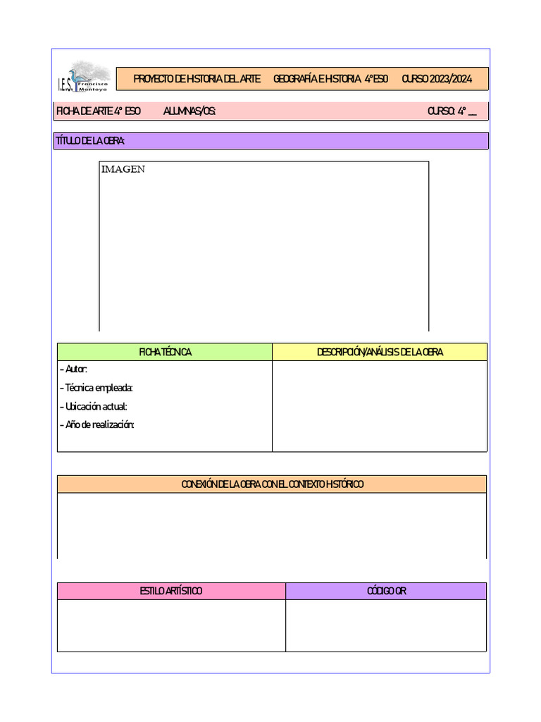 Ficha de Arte 4º ESO 2023/2024 | PDF