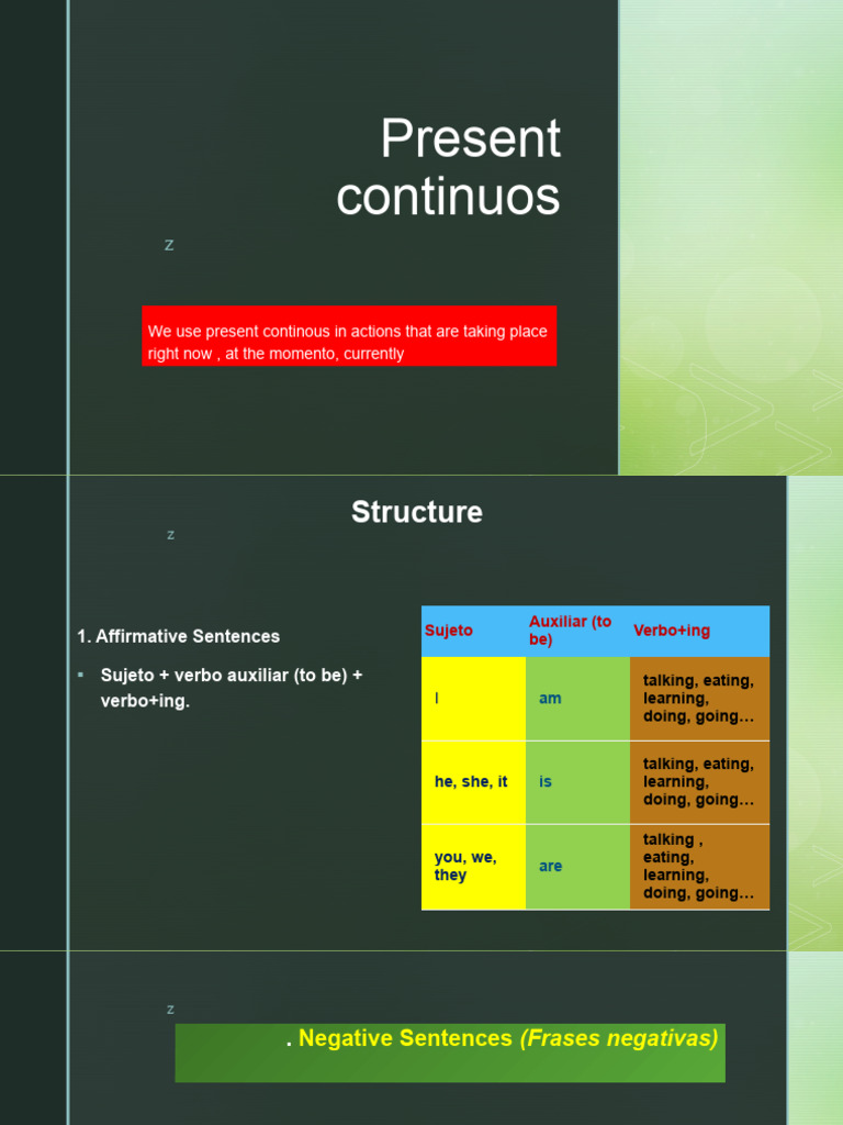 Present Continuos | PDF | Languages | Foreign Language Studies