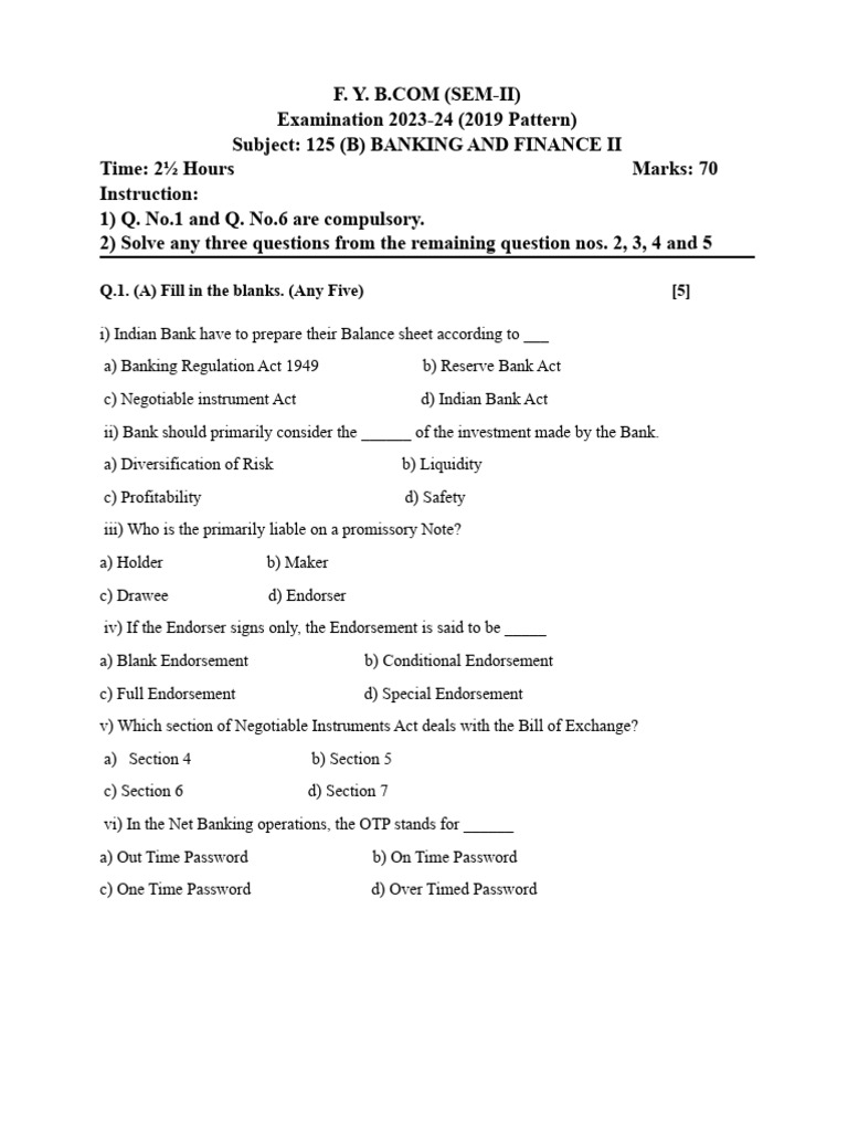 F. Y. B.com Banking and Finance II Sem II (1) | Download Free PDF ...
