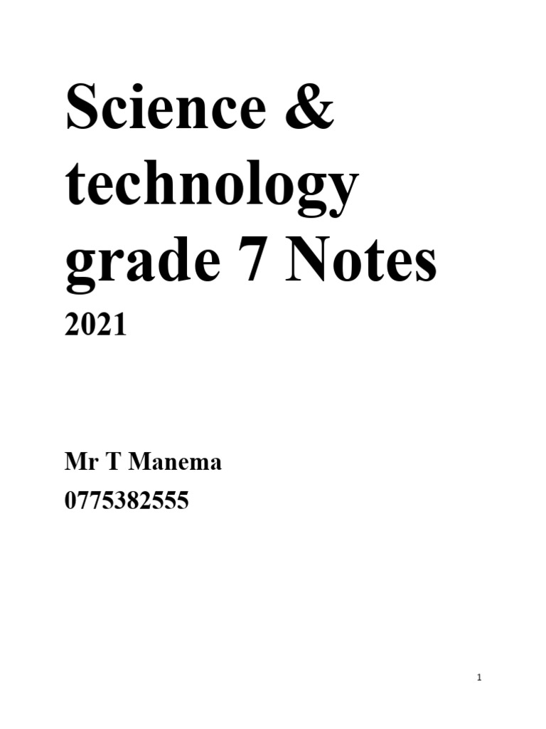 Science & Technology Grade 7 Notes | PDF | Blood | Respiratory Tract