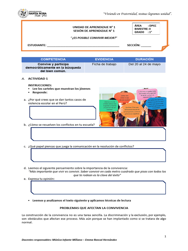 ANEXO SESI-N 1 Es Posible Convivir Mejor 1- DPCC.docx-1 | Descargar gratis PDF | Discriminación ...