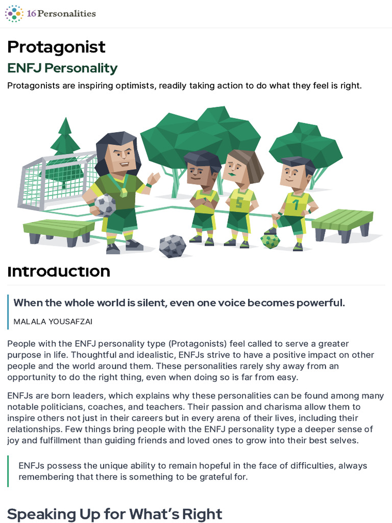 ENFJ Personality (Protagonist) - 16personalities | PDF