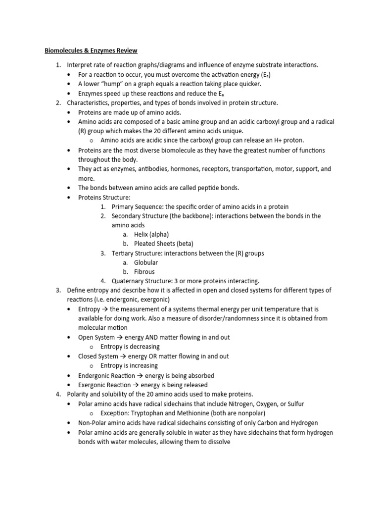 Review-Biomolecules_and_Enzymes | Download Free PDF | Proteins ...