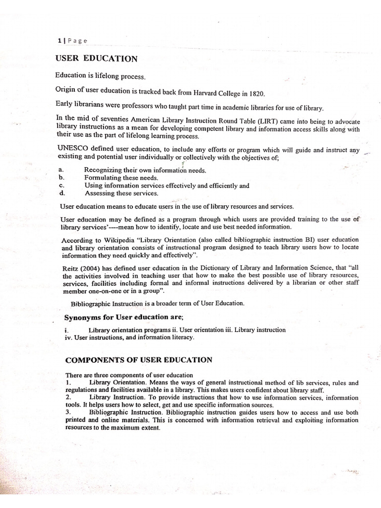Library and Information Science Ep User Education | PDF