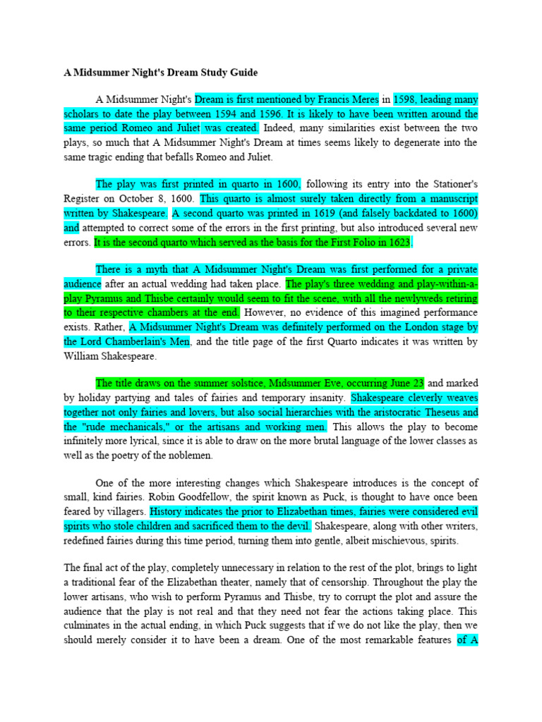 A Midsummer Night | PDF | A Midsummer Night's Dream