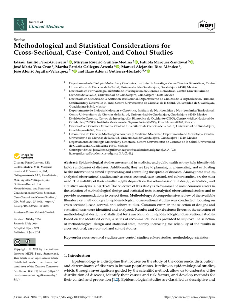 2024 Pérez-Guerrero Et Al. JCM | PDF | Cohort Study | Epidemiology