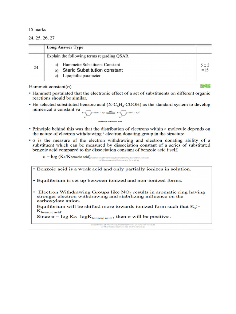 Medicinal Chemistry 15 Marks | PDF | Quantitative Structure–Activity ...