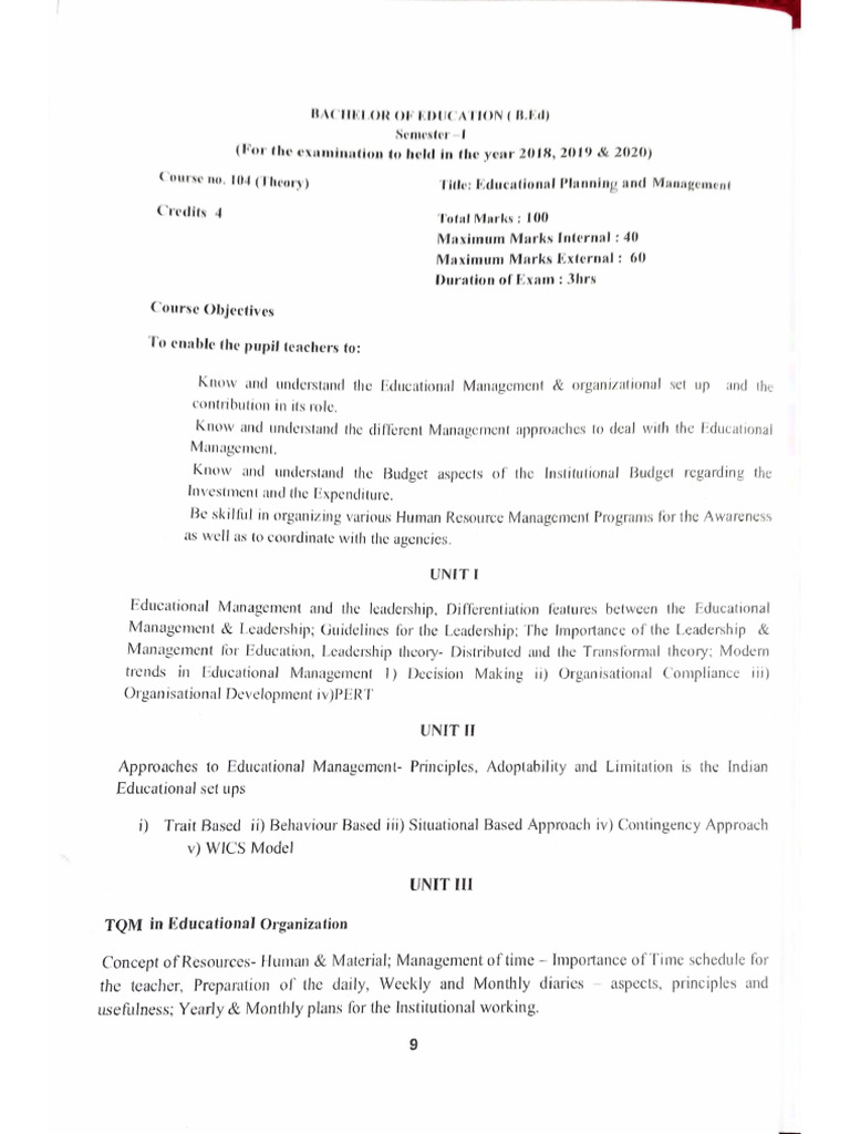 Course No. 104 (Educational Planning and Management) | PDF