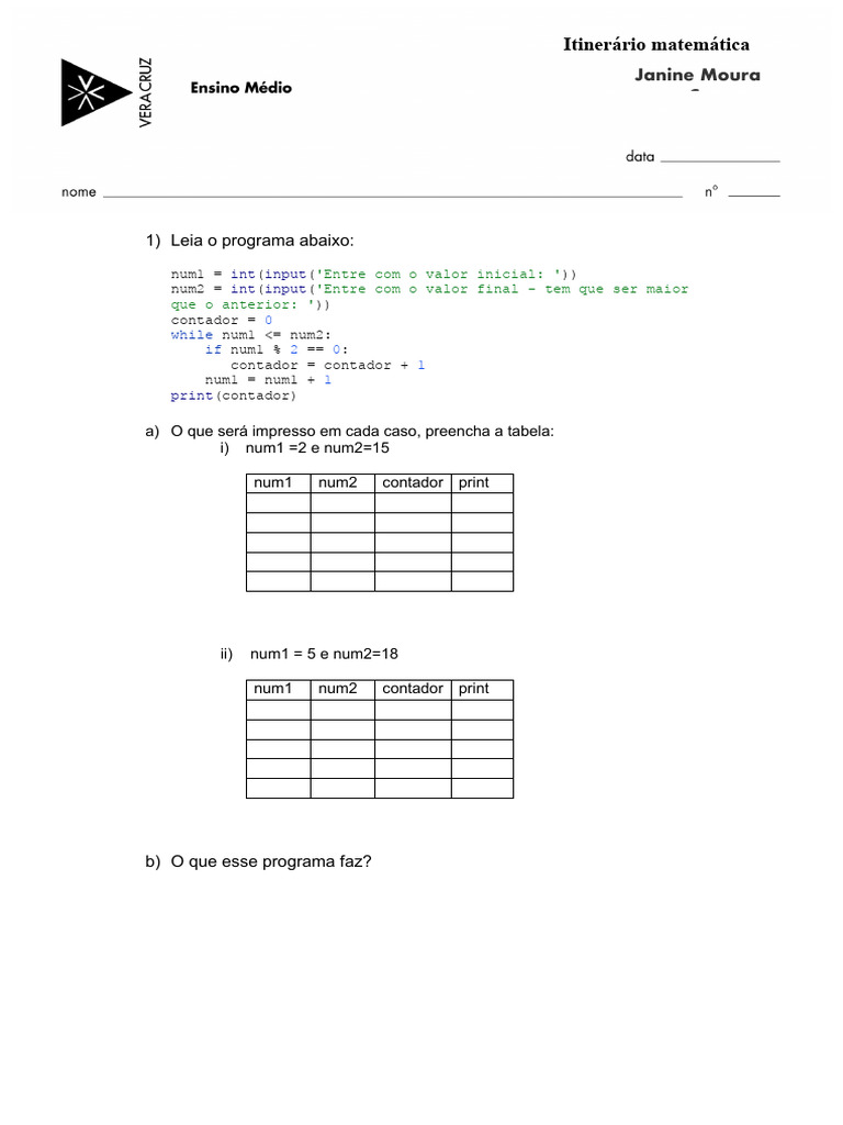 Exercicios While | PDF
