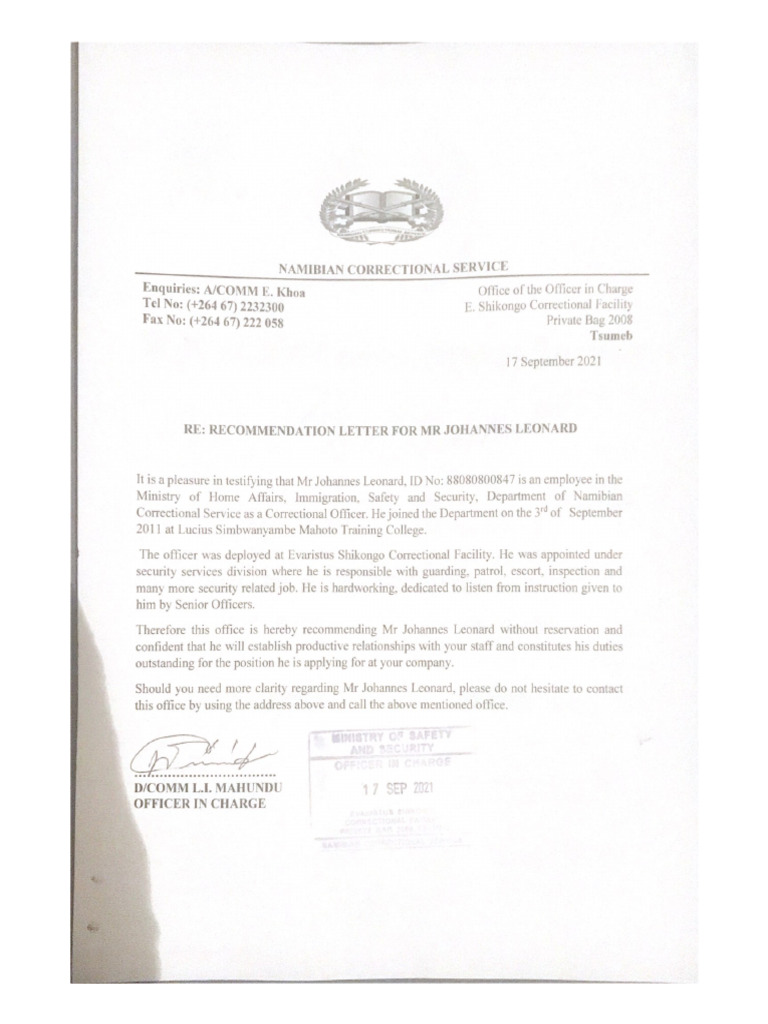 Namibian Correctional Service | PDF