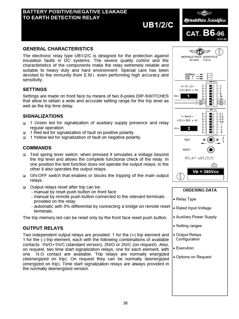 Rele de Falla A Tierra UB1-2-C | PDF | Relay | Power Supply