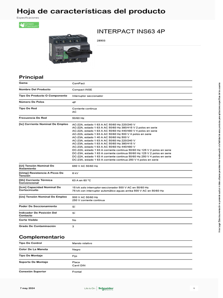 Schneider Electric - Compact-INS-INV - 28903 - Interpact INS63 4P | PDF | Residuos | Electricidad