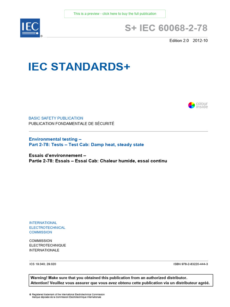 Iec60068-2-78 Ed2 | PDF | International Electrotechnical Commission | International Organization ...
