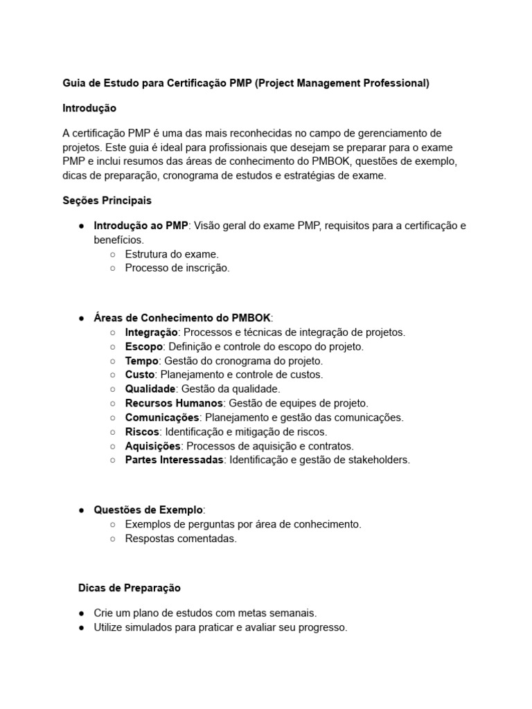 Guia Completo para Certificação PMP | PDF | Carreira e Crescimento ...