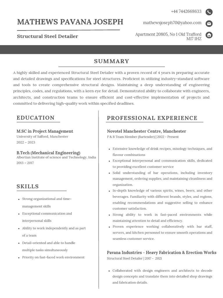 Structural Steel Detailer Resume | PDF