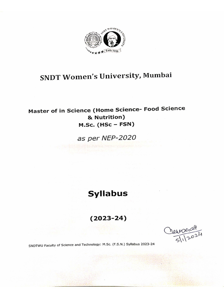 MSC Home Science-FSN FY 2023 | PDF | Metabolism | Enzyme