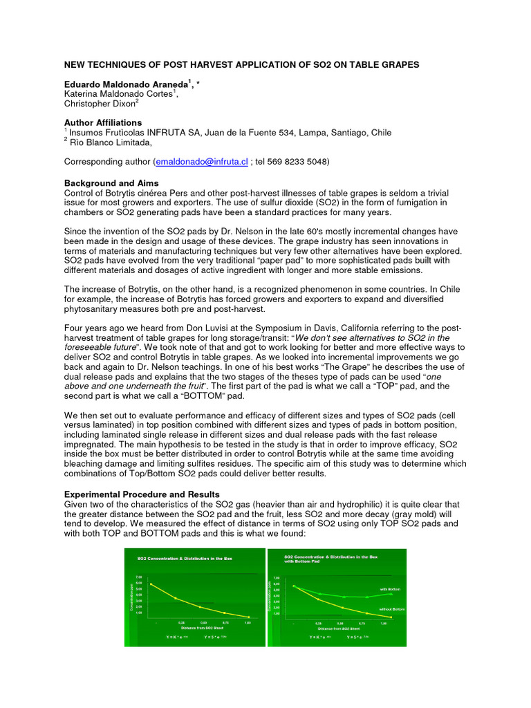 New Techniques of Post Harvest Application of So2 On Table Grapes | PDF ...