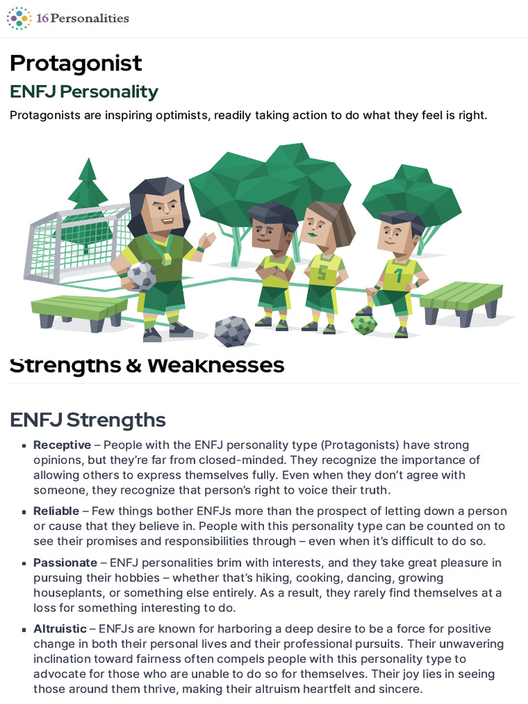 ENFJ Personality: Strengths & Weaknesses | PDF | Altruism | Behavioural ...