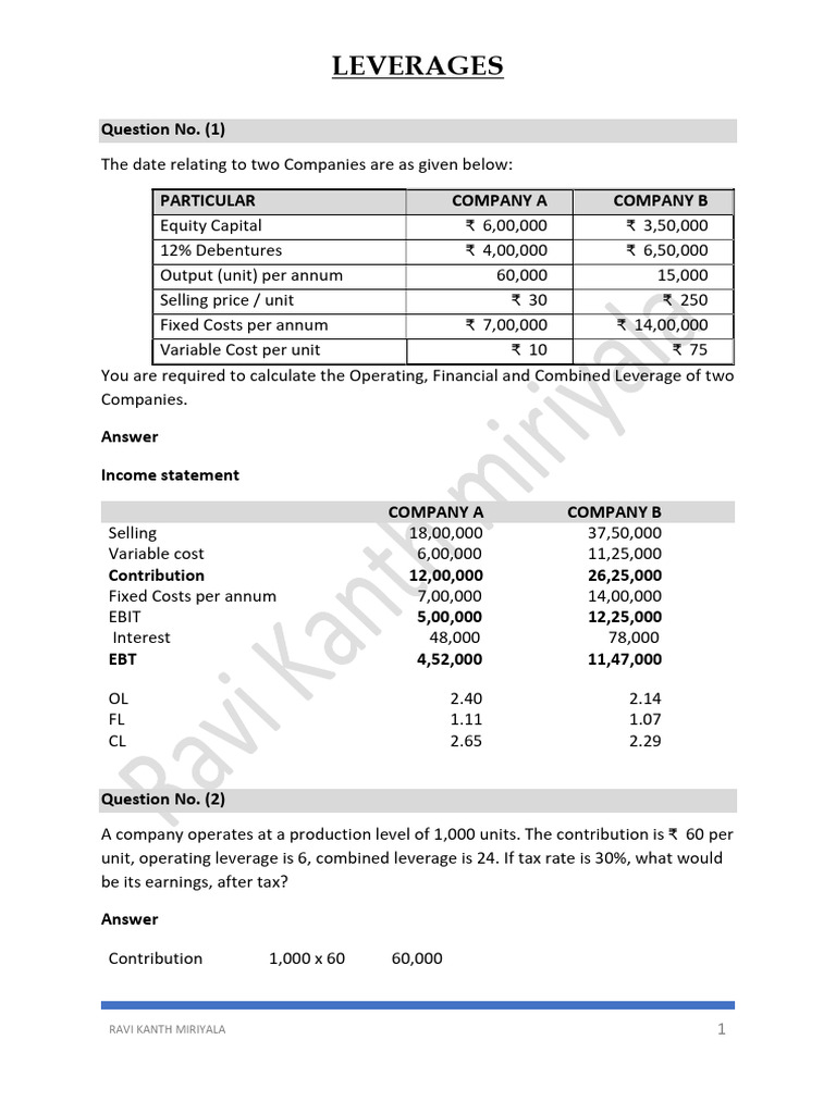 Leverages-HM Protected | PDF | Leverage (Finance) | Capital Structure
