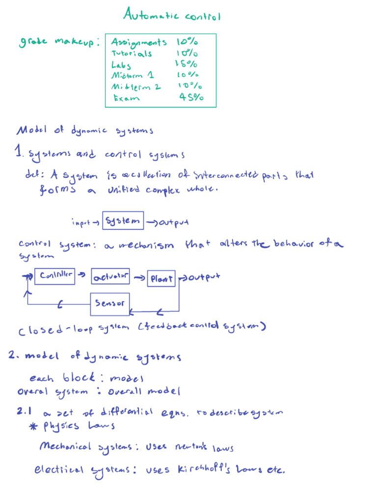 Automatic Control Notes | PDF | Ordinary Differential Equation ...