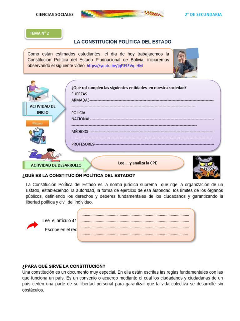 2do Tema 2 Constitucion Politica Del Estado Pdf Constitución