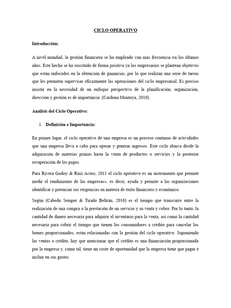 Ciclo Operativo | PDF | Business | Economias
