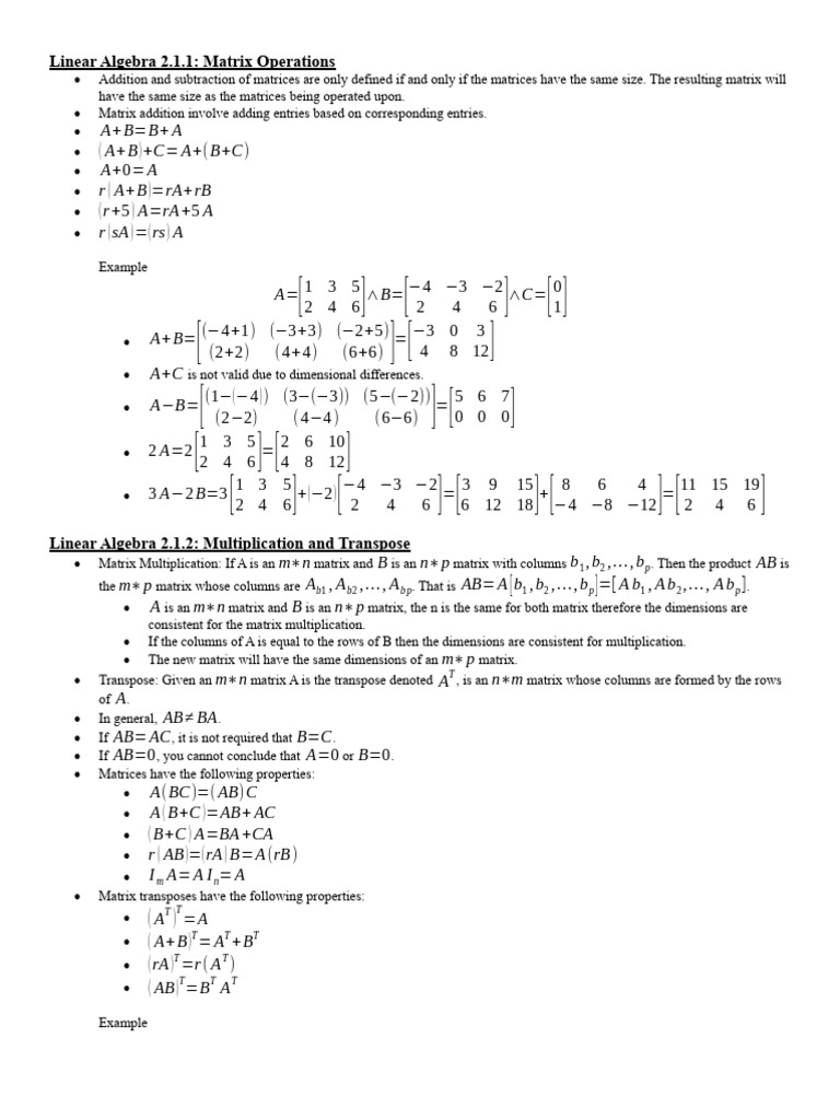 Linear Algebra Chapter 2 | PDF | Matrix (Mathematics) | System Of Linear Equations