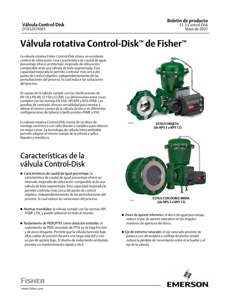 CATÁLOGO DE PRODUCTO - Válvula de Control Fisher Control-Disk™ | PDF ...