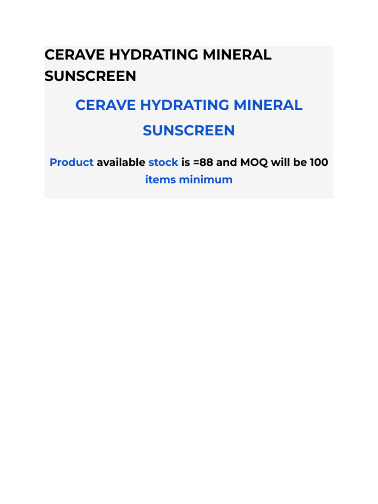 Cerave Hydrating Mineral Sunscreen | PDF
