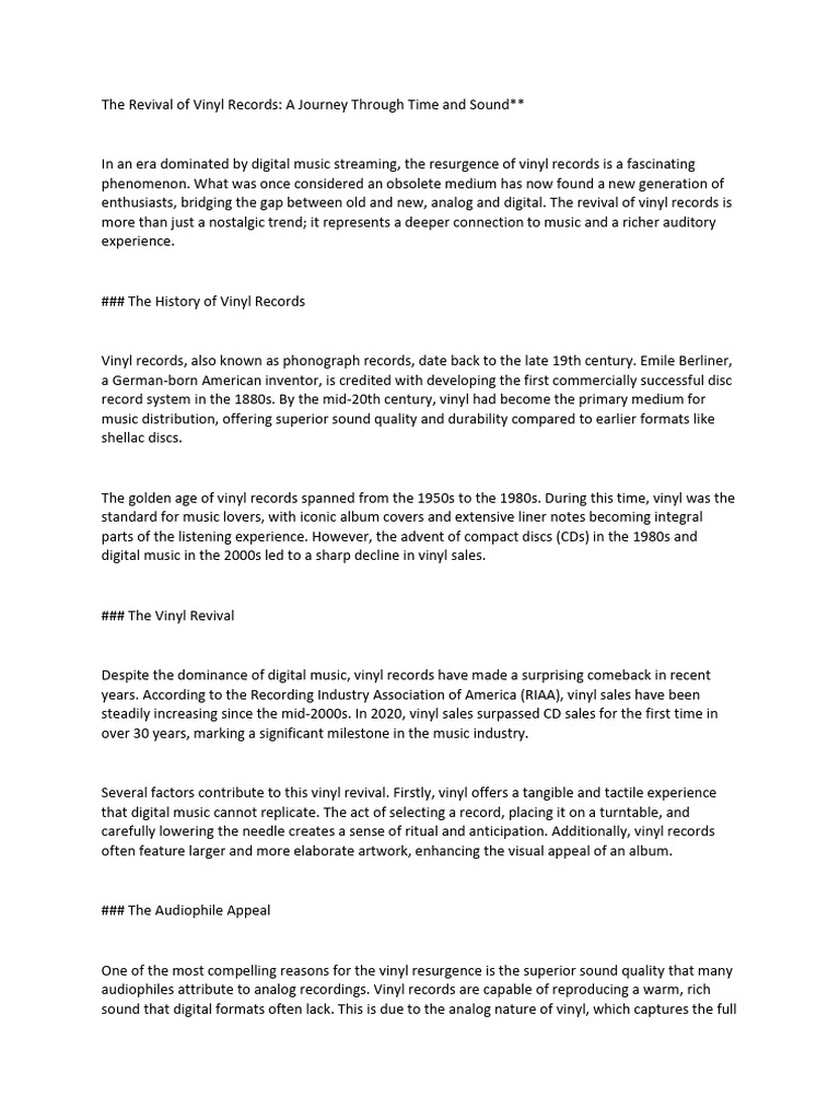 The Revival of Vinyl Records | PDF | Storage Media | Sound