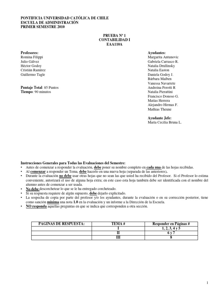 Prueba1 2010 6 | PDF | Contabilidad | Contabilidad financiera
