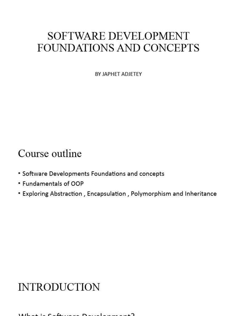 Software Development Foundations and Concepts 1 | PDF | Agile Software Development | Object ...