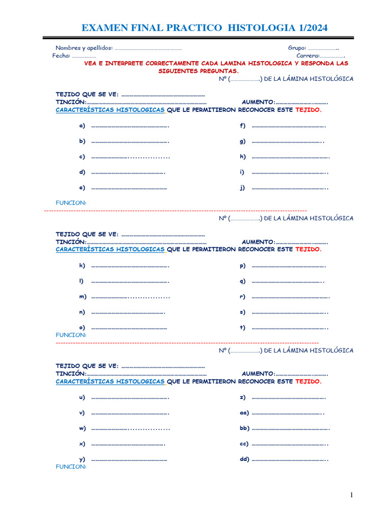Histo Practica 2024 Final.... | PDF | Histología | Inmunología