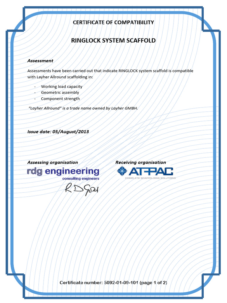 At-Pac-Doka Certificado Compatibilidad - RDG | PDF | Scaffolding | Structural Engineering