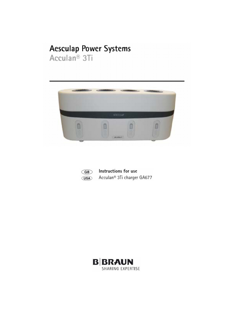 Aesculap Acculan 3ti Charger GA677 SOP-AIC-5000614 (TA022160) | PDF