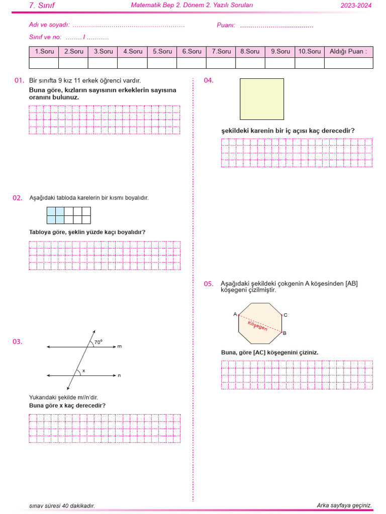 7 Snfmatematikbep2 Dnem2 Yazl | PDF
