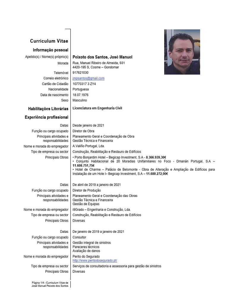 José Manuel - Peixoto Dos Santos-CV - JPS - 2023 - CF2 - Portugues ...