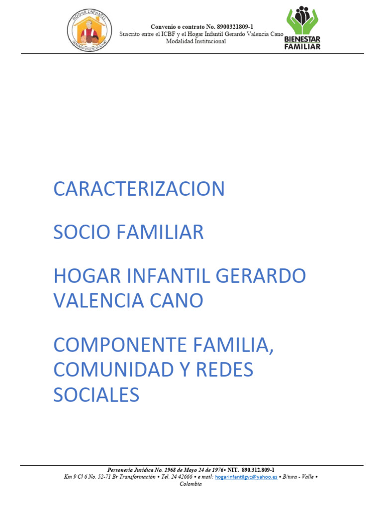 Caracterización Hogar Infantil Gerardo Valencia Cano | PDF | Educación de la primera infancia ...